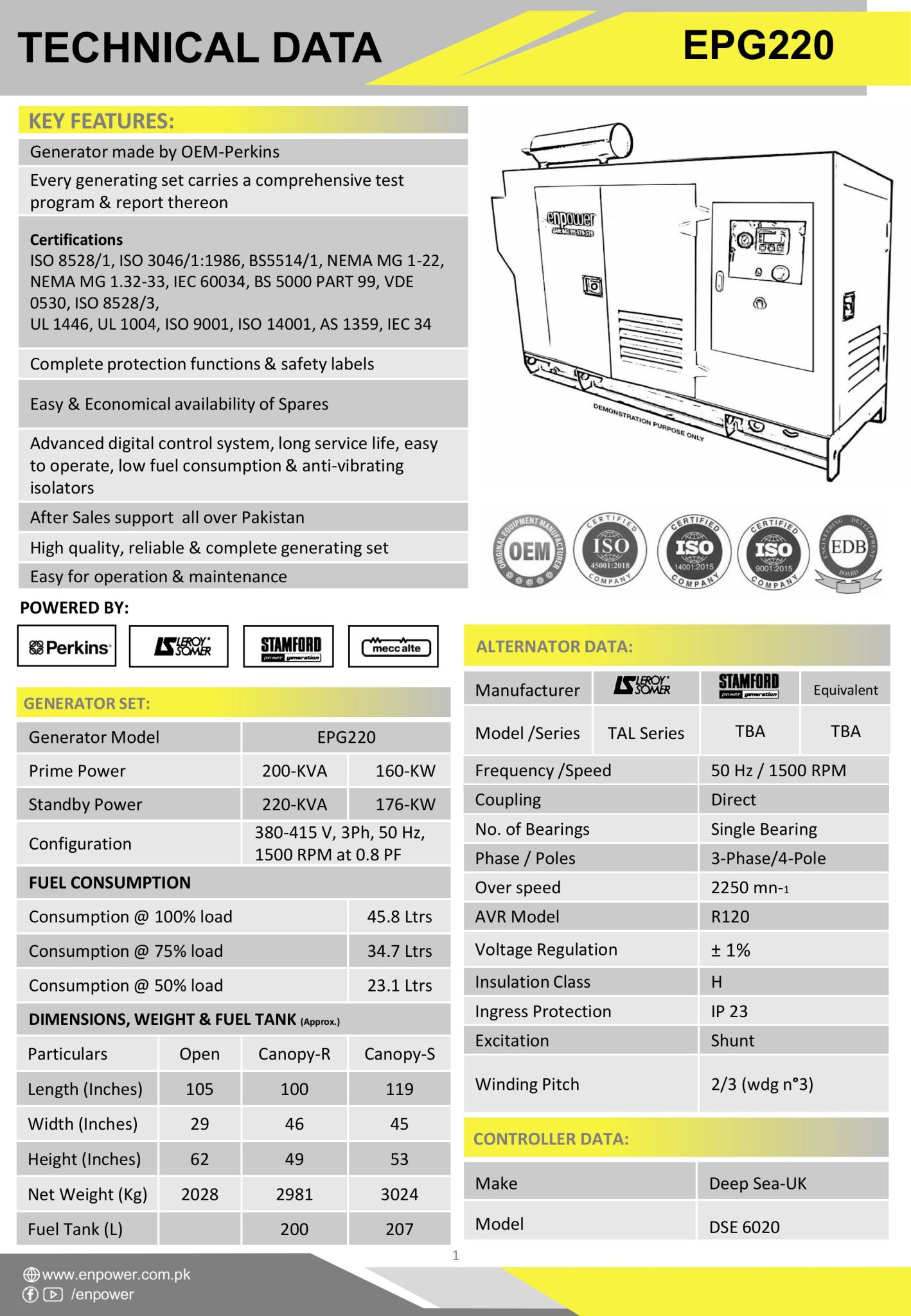 Perkins Diesel Engine - 1106A-70TAG4 (200 KVA) | Enpower